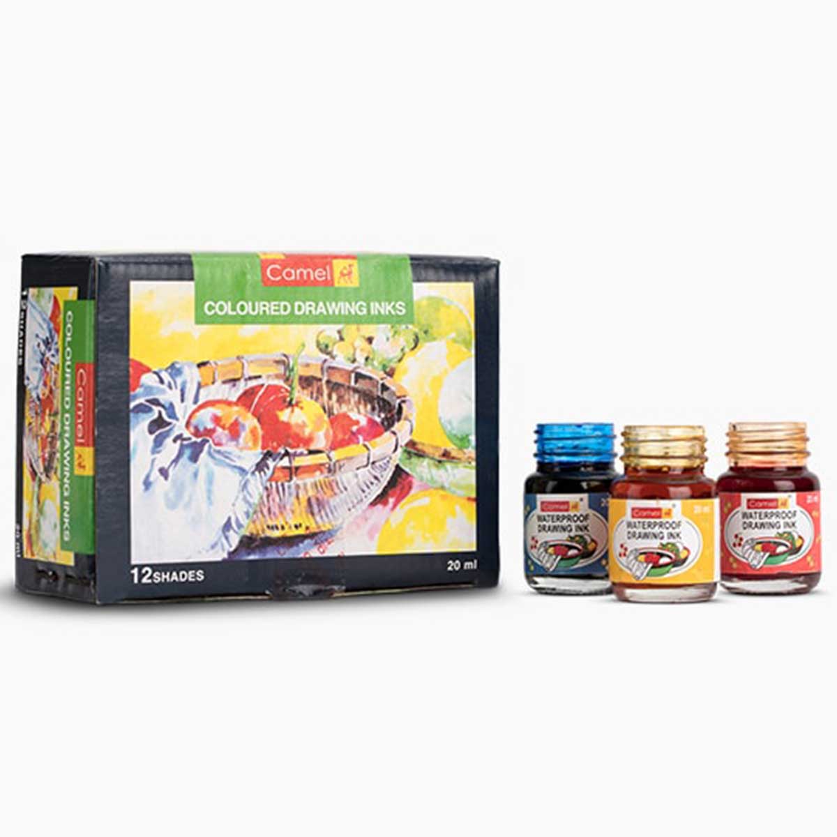 Camel Colored Drawing Inks | Pack of 12 | Each 20ml