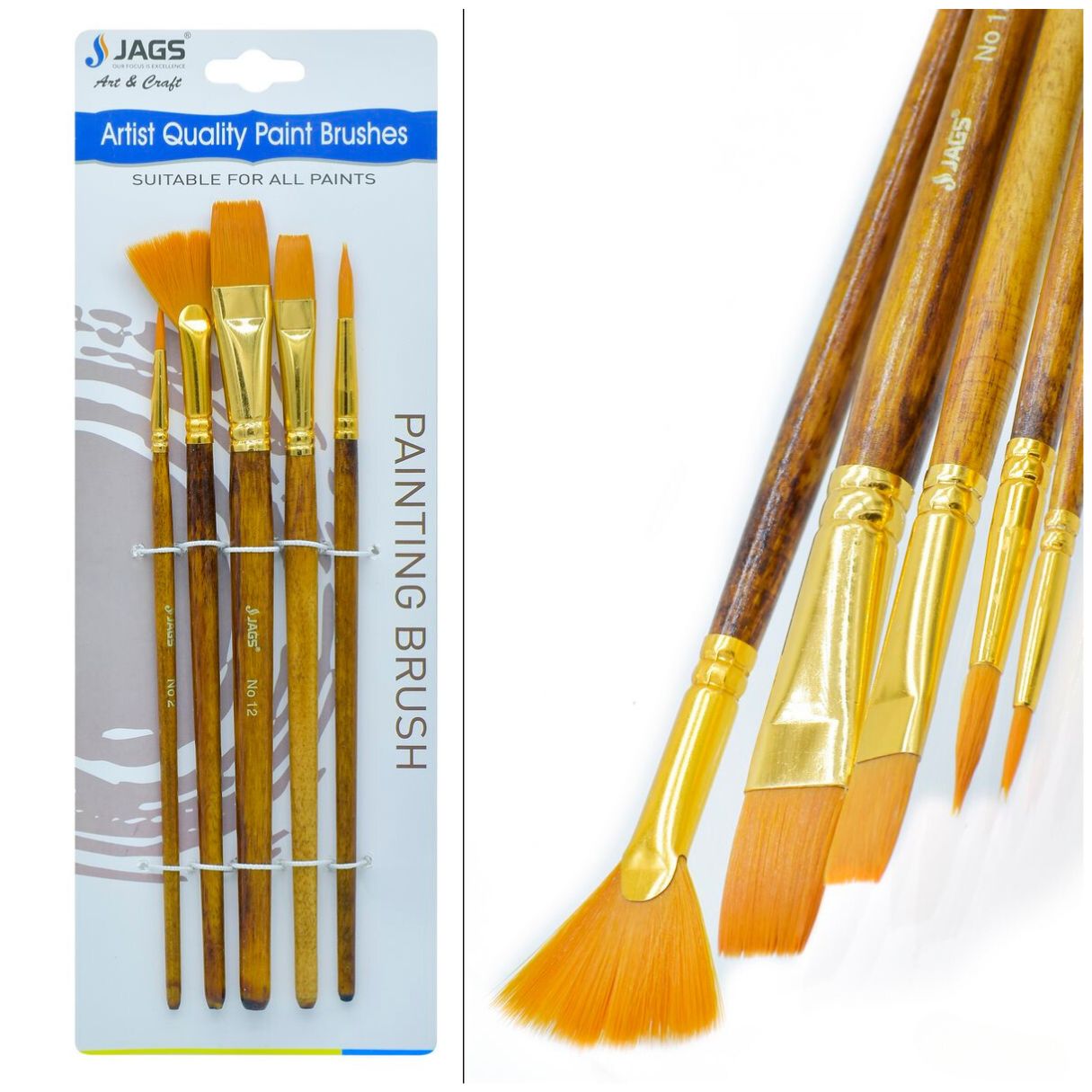 JAGS Artist Paint Brush Set | Pack of 5