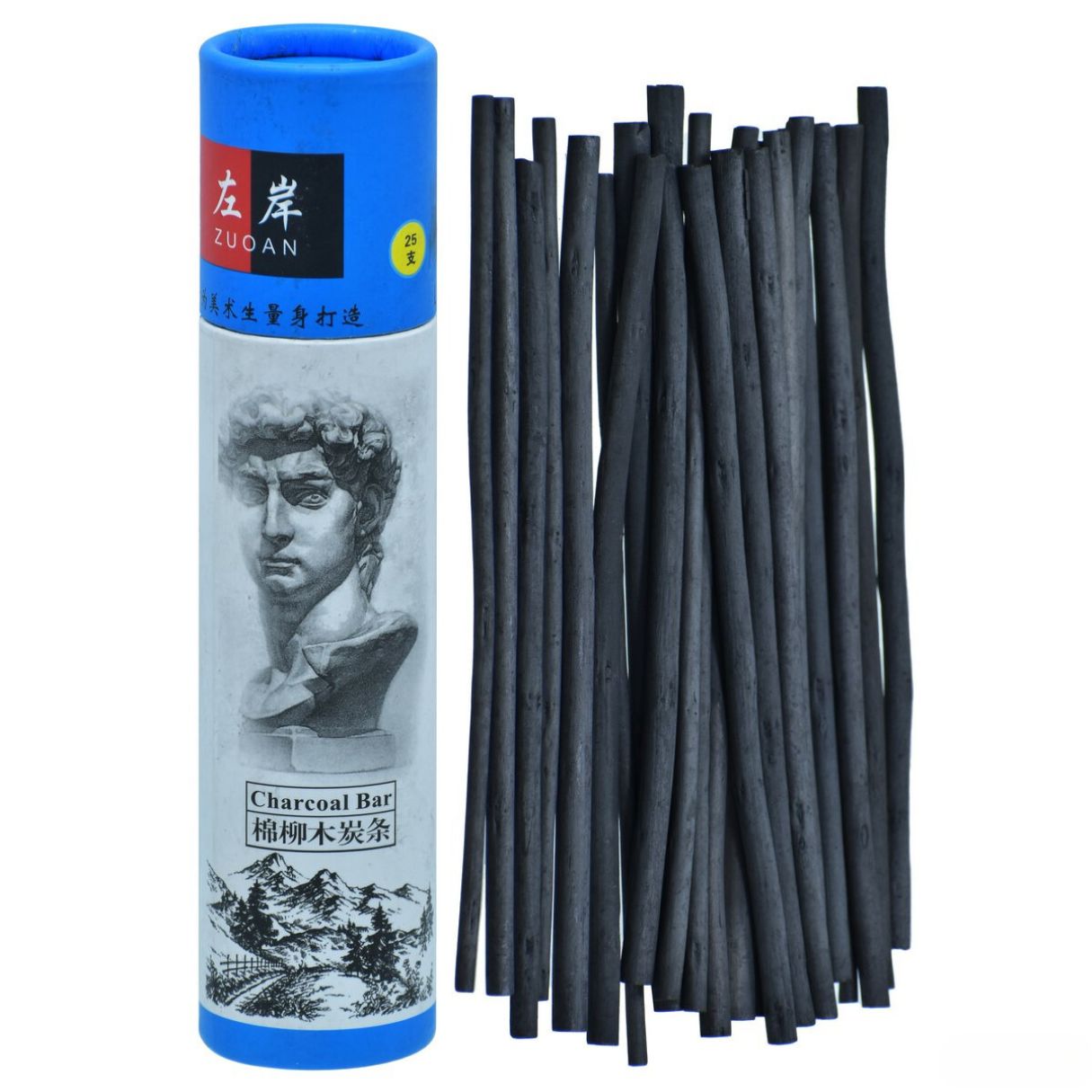 JustKraft Compressed Charcoal Bar Sticks | Pack of 25