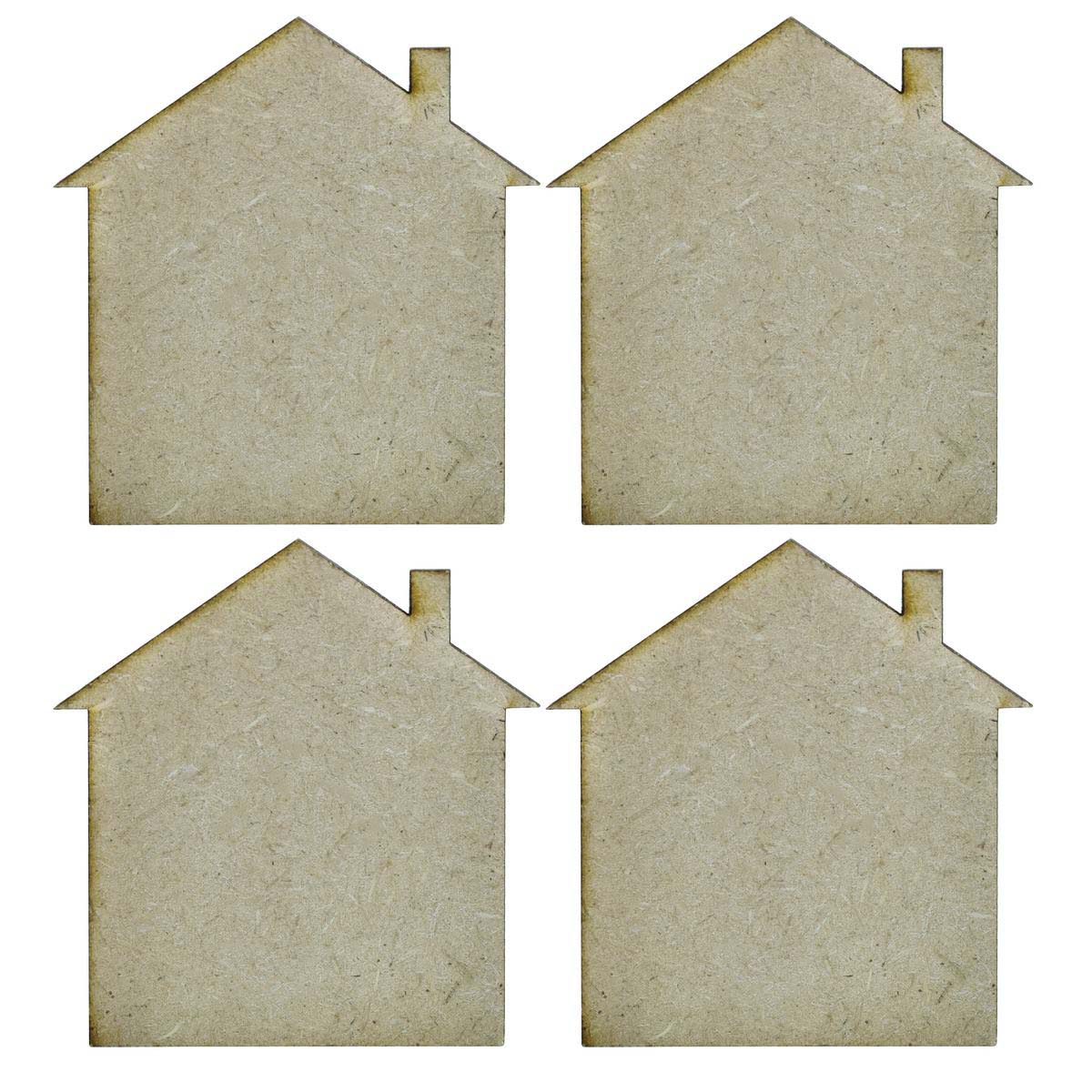 JAGS Craft MDF Wooden Cut-Outs House Shape | Pack of 4 | 2x2 Inch | 4MM ...