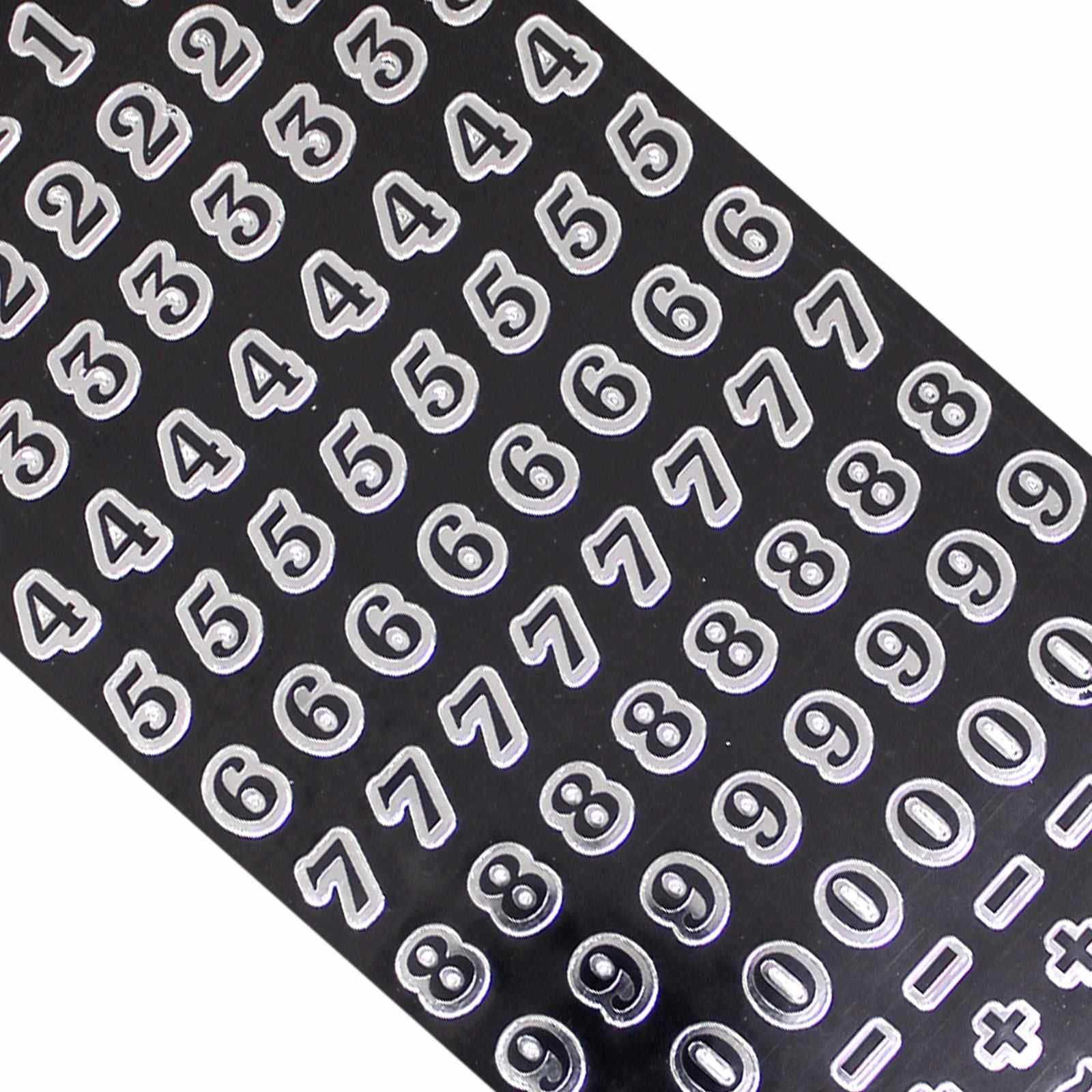 JustKraft Number Stickers - Silver - For Decoration Card Making ...